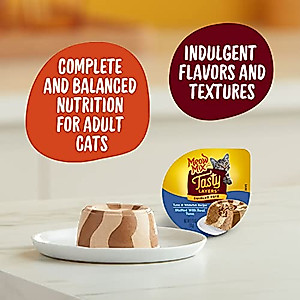 Meow Mix Tasty Layers Swirled Paté Cat Food, Tuna & Whitefish Recipe in Sauce Stuffed With Real Tuna, 2.75 oz. Cup, 12ct