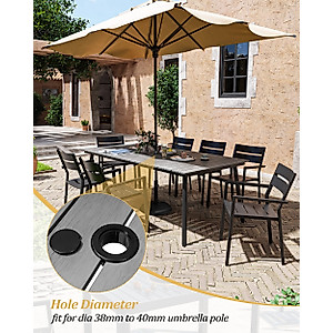 JOINHOM 9 Piece Patio Dining Table & Chair Set - Outdoor All Aluminum Patio Furniture Sets with Waterproof, Rust-Proof, Patio Rectangle Table with Umbrella Hole for Deck, Garden, Backyard, All Weather