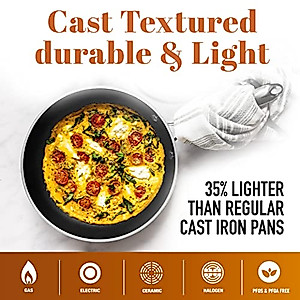 GOTHAM STEEL Cast Set, 2 Piece Nonstick Copper Fry Pans, 5.5” & 9.5” Non Stick Skillets, Metal Utensil Oven & Dishwasher Safe