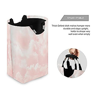 xigua Pink Clouds & Sky Laundry Hamper, Waterproof Foldable Clothes Hamper with Handles Large Laundry Basket for Nursery Dirty Clothes Toys Organizer