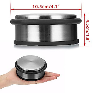 Sumnacon 2Pcs Heavy Duty Door Stoppers No Drill, Sturdy Stainless Steel Floor Door Stops with Anti-Skid Rubber - Decorative Metal Doorstops for Home Office Commercial Industrial, Silver