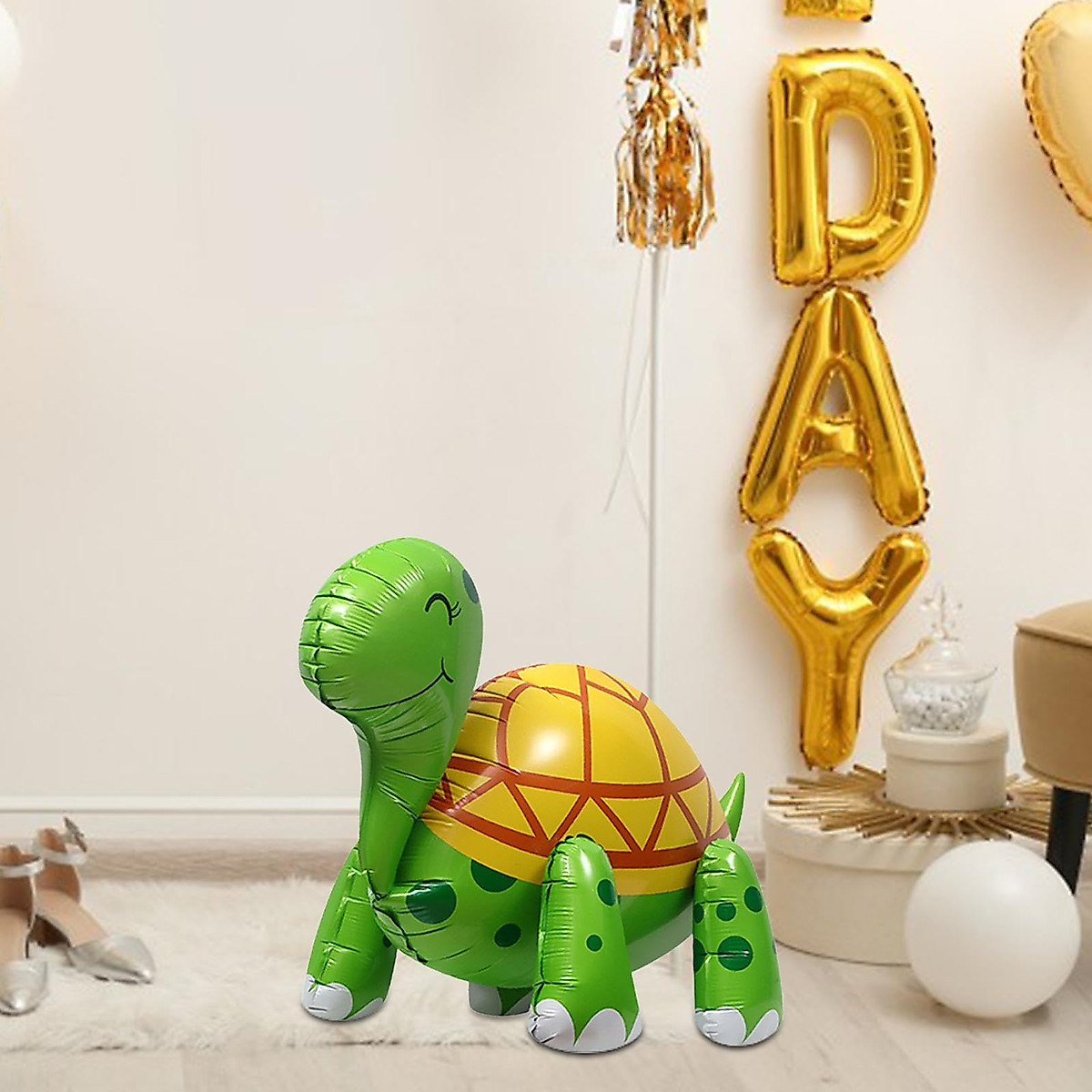 chrox Turtle Balloons - Decorative Turtle Cute Balloon | Inflatable Foil Turtles Walking Balloons | Turtle Themed Decorations | Large Smiling Sea Turtle Balloon For Animal Zoo Theme Baby Shower