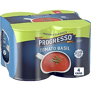 Progresso Tomato Basil Soup, Vegetable Classics Canned Soup, Gluten Free Soup, 19oz, Pack of 4