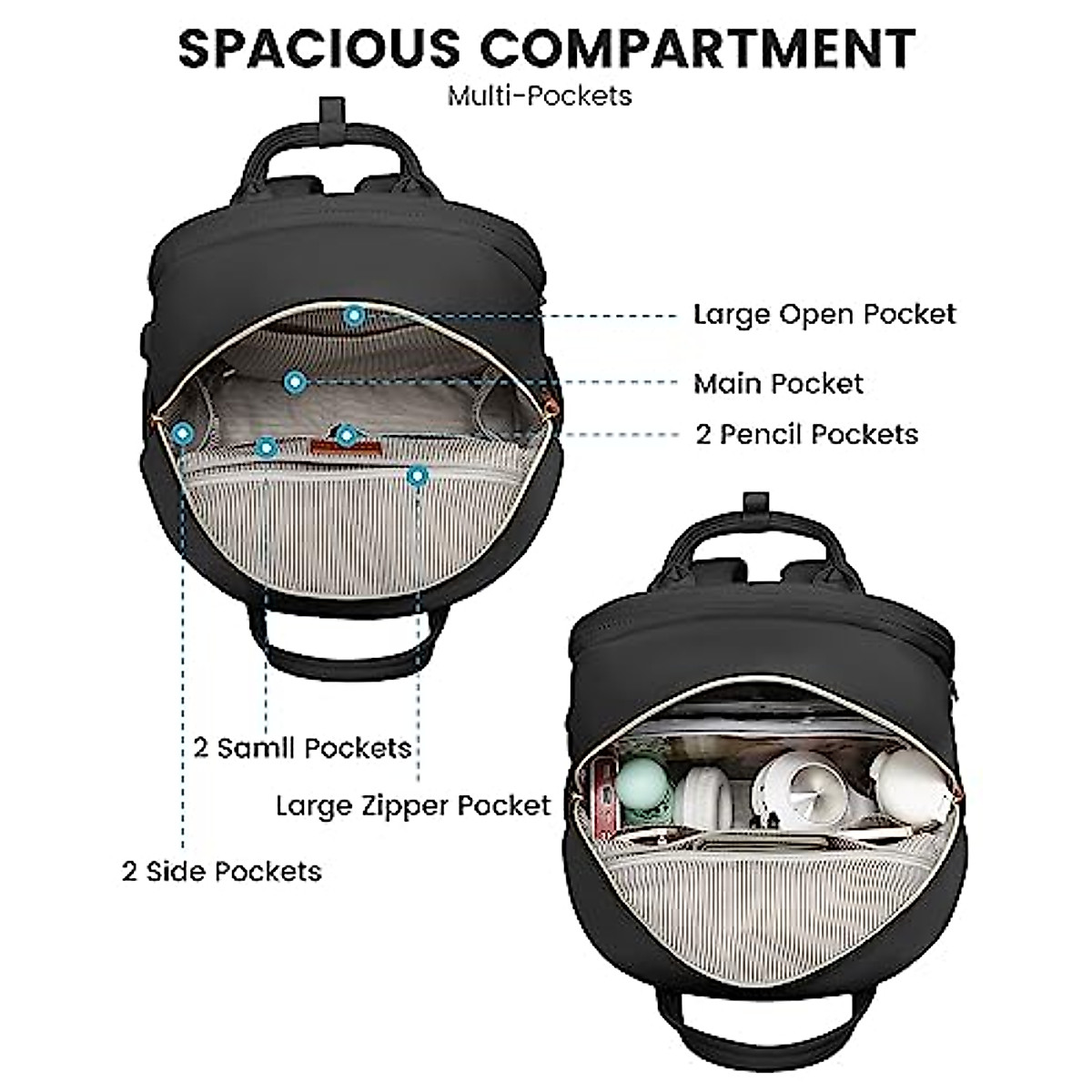 LOVEVOOK Laptop Backpack for Women Men, 15.6 Inch Computer Backpack Purse with USB Port, Fashion Anti-Theft Travel Backpacks, Waterproof Casual Daypack for Work Bag Back Pack, Black