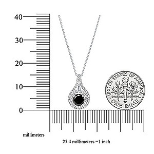 Dazzlingrock Collection 0.90 Carat (Ctw) 14K Round & Baguette Cut Black And White Diamond Pendant for Women in White Gold