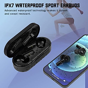 EIOSUN Wireless Earbuds TWS Bluetooth 5.1 Headphones, Noise Canceling IPX7 Waterproof for Sport Build-in Mic 24H Playtime Comfortable in-Ear Headsets