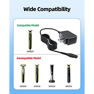 4.3V Charger Fit for Philips Norelco One Blade A00390 QP2520 QP2521 QP2522 QP2515 MG5700 MG3740 MG3720 QG3330 QT4000 Shaver Phillips OneBlade Replacement Charging Cord
