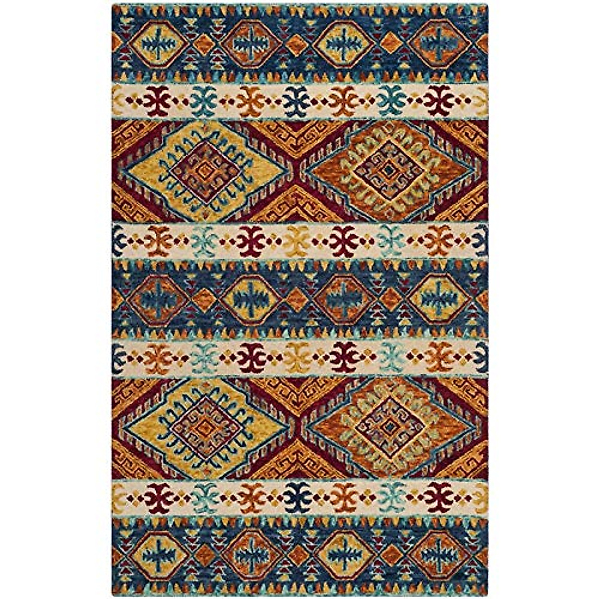 SAFAVIEH Aspen Collection 6' x 9' Navy/Ivory APN502A Handmade Boho Wool Area Rug