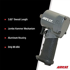 AIRCAT Pneumatic Tools 1057-TH: Stubby Impact Wrench 700 ft-lbs - 1/2-Inch