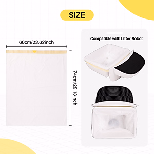 Miracolo Cat Litter Box Liner, Extra Durable Jumbo Drawstring Kitty Litter Bags Compatible with Litter Robot 3/4, Automatic Pull Waste Drawer Cat Litter Liners 100 Count - 29.13" x 23.62"