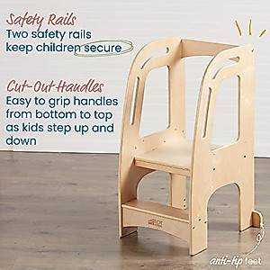 ECR4Kids Chef's Helper Kitchen Tower, Step Stool, Natural