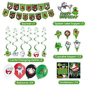 Green Cartoon Themed Birthday Party Decorations, Green Cartoon Birthday Party Supplies, Green Cartoon Party Decors For Boys, Include Green Cartoon Happy Birthday Banner, Green Cartoon Cake Topper