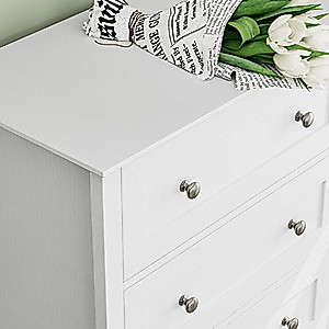 FACBOTALL 5 Drawer Dresser, 47.2" Tall White Dresser with 5 Drawers, Chest of Drawers Cabinet Wood Dresser for Hallway Living Room