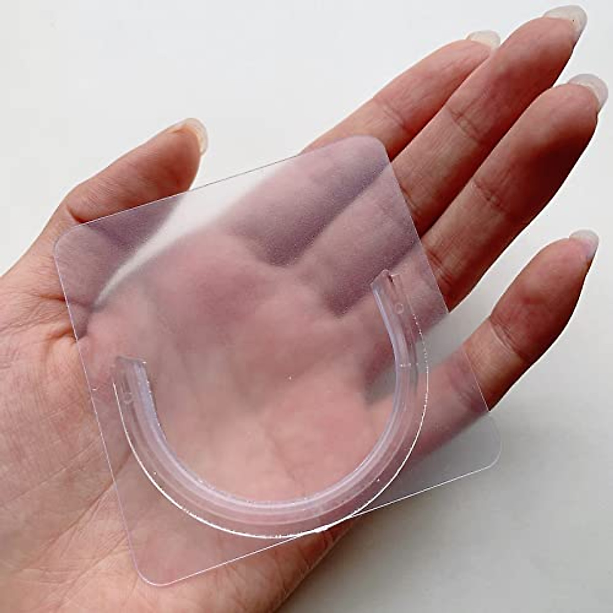 Venupple Spring Tension Rod Holder, 4 Packs Transparent Shower Rod Bracket No Drilling for Spring Rod Head Less Than 1.7in, Adhesive Tension Curtain Rod Retainer Shower Curtain Rod Holder