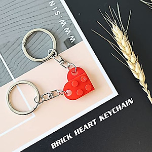 Meyerascal Red Heart Keychain Set for Couples, Brick Heart Keychain for Boyfriend Girlfriend, 2 Pcs Matching Heart Colorful Keychains.(Red)