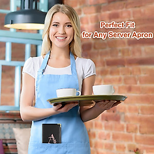 FIODAY Server Book, Alphabet Server Books for Waitress Leather Waitess Book with Zipper Pocket Serving Book with Gift Keychain Cute Server Check Book Fits Server Apron,A