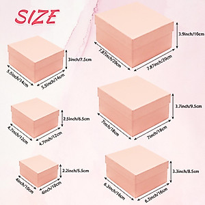 GLGHMH 6 Pack Square Nesting Gift Boxes With Lids,Bridesmaid Proposal Box with Ribbon Thank You Card，For International Woman's Day Wedding Anniversaries Birthdays Baby Shower Thanksgiving (PINK)