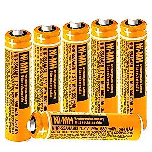 6 Pack 550mAh 1.2V AAA Rechargeble Battery,HHR-55AAABU NI-MH Replacement Battery for Pasonic Cordless Phones