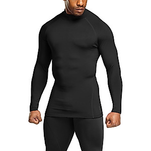 ATHLIO Men's Thermal Long Sleeve Compression Shirts, Turtle/Mock Winter Sports Base Layer, Active Running Shirt, Active Shirts 3pack Black/Black/Black, Medium