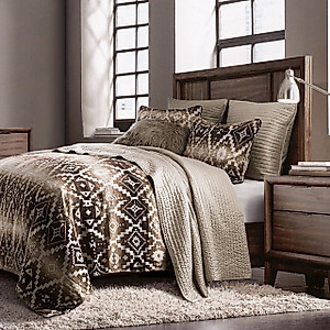 Paseo Road by HiEnd Accents Chalet Western Bedding 3 Piece King Size Duvet Cover Set, Cream Brown Aztec Pattern Southwestern Comforter Cover with 2 Pillow Shams