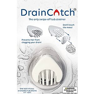 DrainCatch: The Easy to Clean Drain Hair Catcher, Clean with ONE Swipe, The ONLY Separating Bathtub Hair Strainer, Drain Protector, Drain Screen, fits All Standard tub Drain Sizes