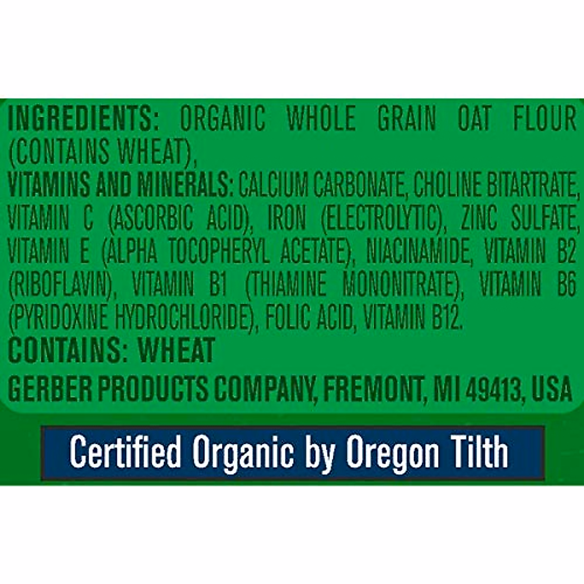 Gerber Baby Cereal Organic 1st Foods, Grain & Grow, Oatmeal, 8 Ounces (Pack of 6)