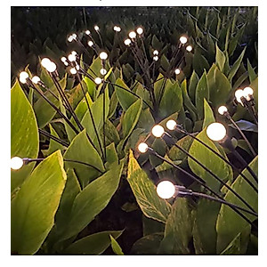Solar Garden Lights, Starburst Swaying Light, Solar Firefly Lights Outdoor Waterproof, Solar Garden Decorative Lights Yard Patio Pathway Decoration, Warm White, 6LED