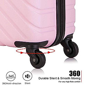 Apelila 4 Piece Luggage Sets,Travel Suitcase Spinner Hardshell Lightweight w/Free Suitcase Cover& Hanger (4PC Pink)