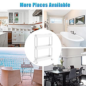 SPACEKEEPER Slim Storage Cart, 3 Tier Bathroom Storage Organizer Rolling Utility Cart Mobile Shelving Unit Slide Out Storage Tower Rack for Kitchen Laundry Narrow Places, White, 2 Pack