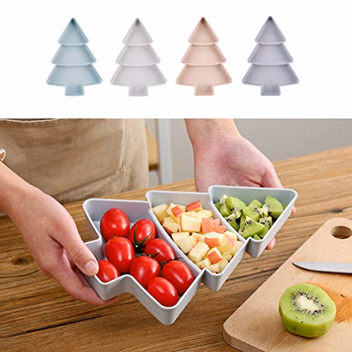 UPKOCH Serving Trays Christmas Tree Shape Fruit Plate for Party Household Plastic Nuts Snacks Plates Candy Dishes (Light Blue)