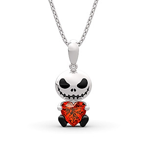 Jeulia Hug Me Love Confession Skull Heart Cut Sterling Silver Necklace for Women Wife Girlfriend Engagement Wedding Anniversary or Birthday Christmas With Jewelry Box (Red)