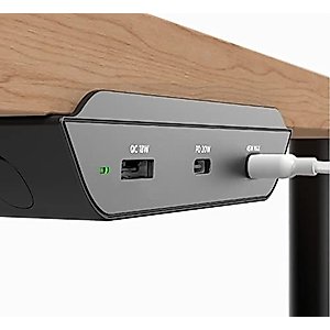 Galvanox USB C Under Desk Charging Hub, Mountable Desktop Power Strip Charger (50W) PD High-Speed Undermount Multi Port Station (2 Type C / 1 Type A)(Apple/Android Phones, Tablets/iPads and MacBooks)