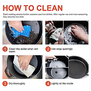 Overmont Cast Iron Dutch Oven with dual use Skillet lid for Oven, Induction, Electric, Grill, Stovetop, (3.2QT Pot, 10.5 inches)