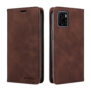 Protective Phone Case Wallet Case Compatible with Vivo Y15A 4G/Y15S 4G/Y10 4G/Y01 Case with Card Holder Flip Cover RFID Blocking Protective Leather Case Durable Shockproof Cover ( Color : Brown )