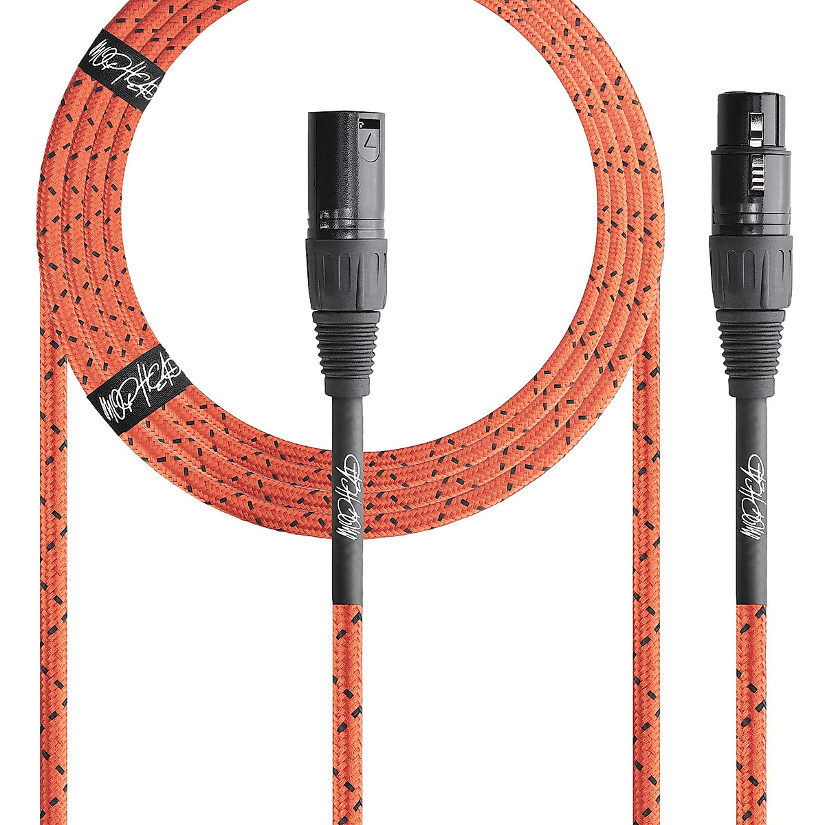 Mophead 15-Foot Balanced XLR Microphone Cable - 3-Pin XLR Male to XLR Female Pro Grade Double Insulated Tweed Braided (Red and Black Stripes)