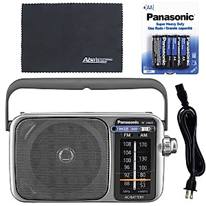 Panasonic RF-2400D / RF-2400 Portable FM/AM Radio with AFC Tuner + 4 X Panasonic AA Batteries + Starter Bundle