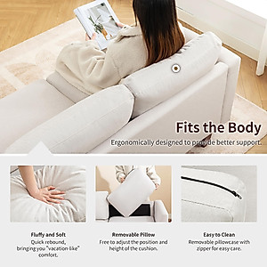 Gericco 89" 3-Seater Sofa, Deep Seat Sofa with Comfy Cushion, Mid Century Modern Couches for Living Room, Upholstered Comfy Sofa Couch for Bedroom, Apartment, Beige