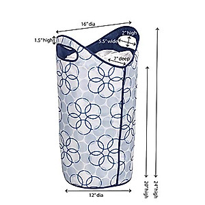 Household Essentials 2500 Soft Sided Laundry Hamper with Handles and Mesh Top Closure - Blue and White