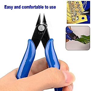 Asande 5Pcs Side Cutters Flush with Spring,Small Wire Cutters for Jewelry Making,Precision Wire Snips,Side Cutting Pliers,Zip Tie Cutter (Blue-5 Inches) Blue-5pcs