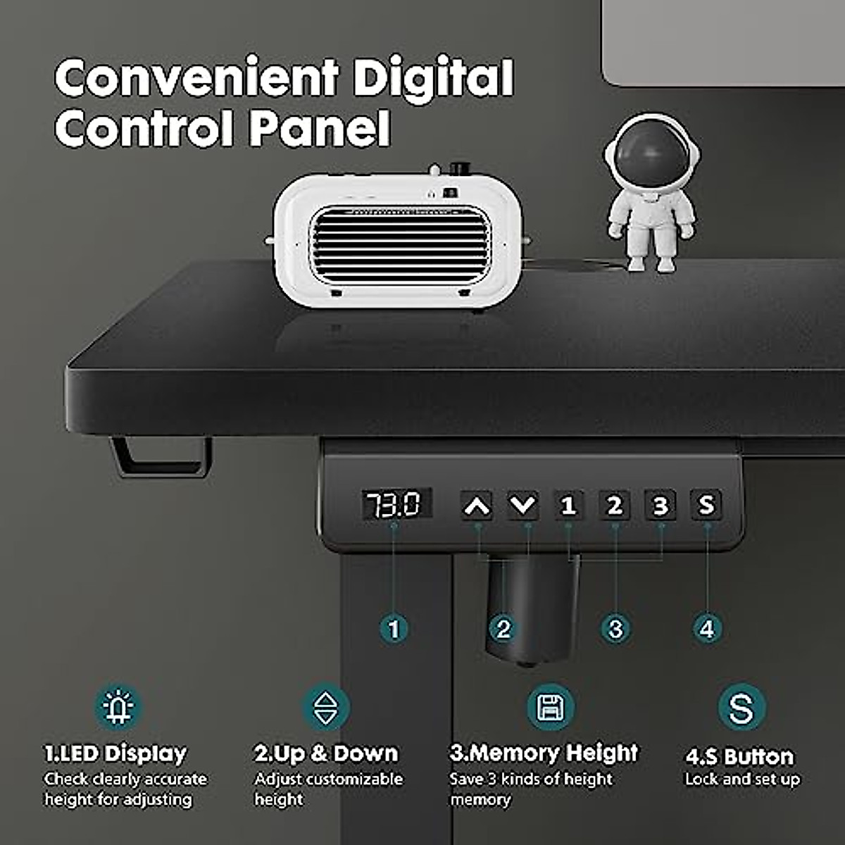 SMUG Electric Standing Desk with Memory Preset, Ergonomic Height Adjustable Table with T-Shaped Metal Bracket Modern Computer Workstations for Home Office, 4024, Black