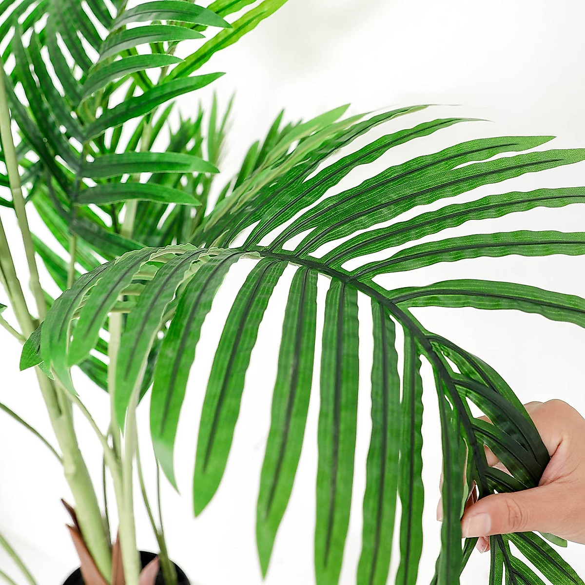 JUSTOYOU 2 Pack Artificial Palm Tree Plant, 5FT Large Fake Silk Tree with Pot for Indoor and Outdoor Home Office Garden Modern Decoration Gift (2 Pack)