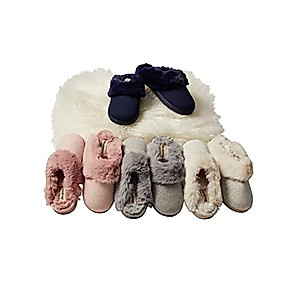 Dearfoams Women's Dahlia Rib Knit Scuff Slipper, Pale Mauve, Large