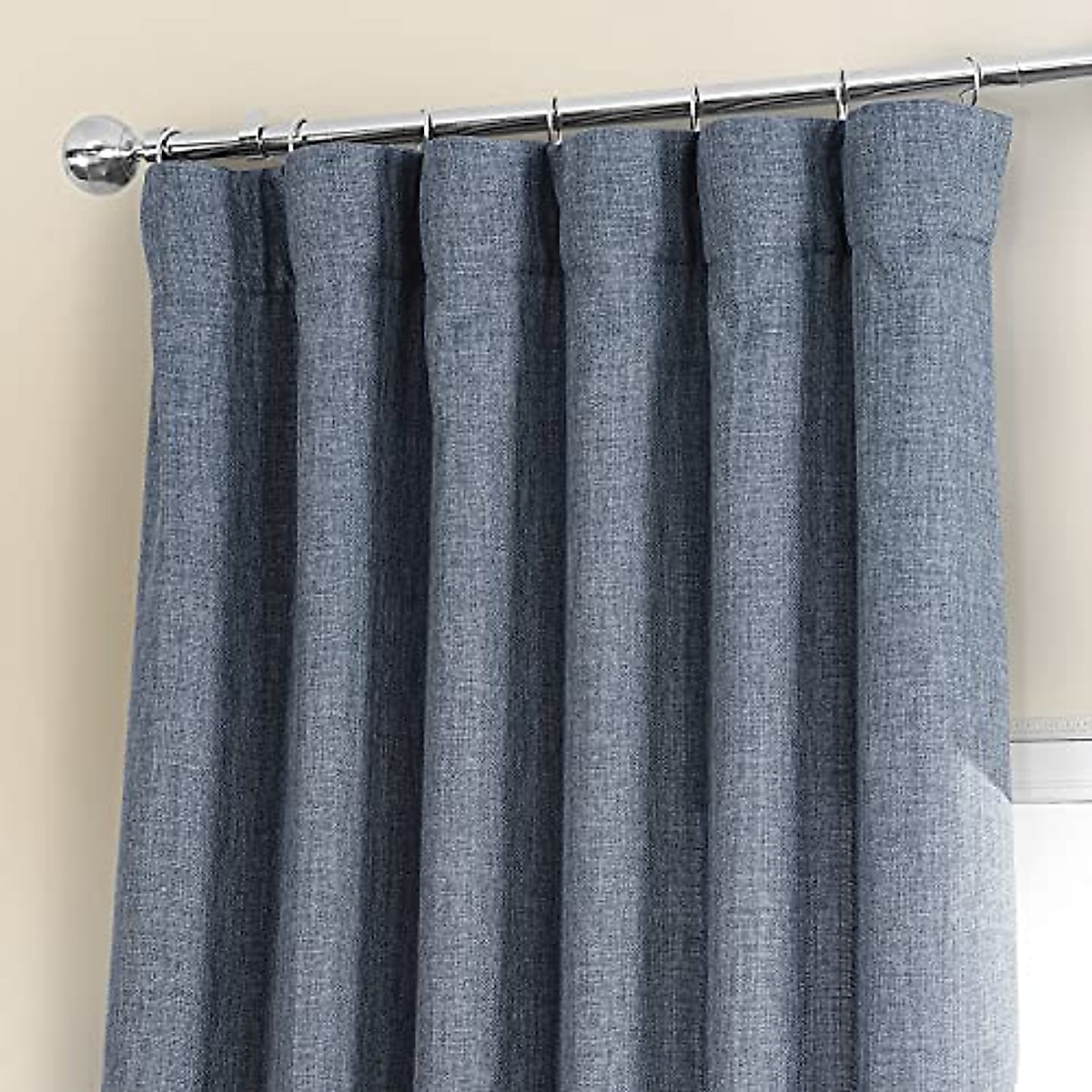 HPD HALF PRICE DRAPES Italian Linen Curtains for Bedroom & Living Room 96 Inches Long Room Darkening Curtains (1 Panel), 50W X 96L, Sweden Blue