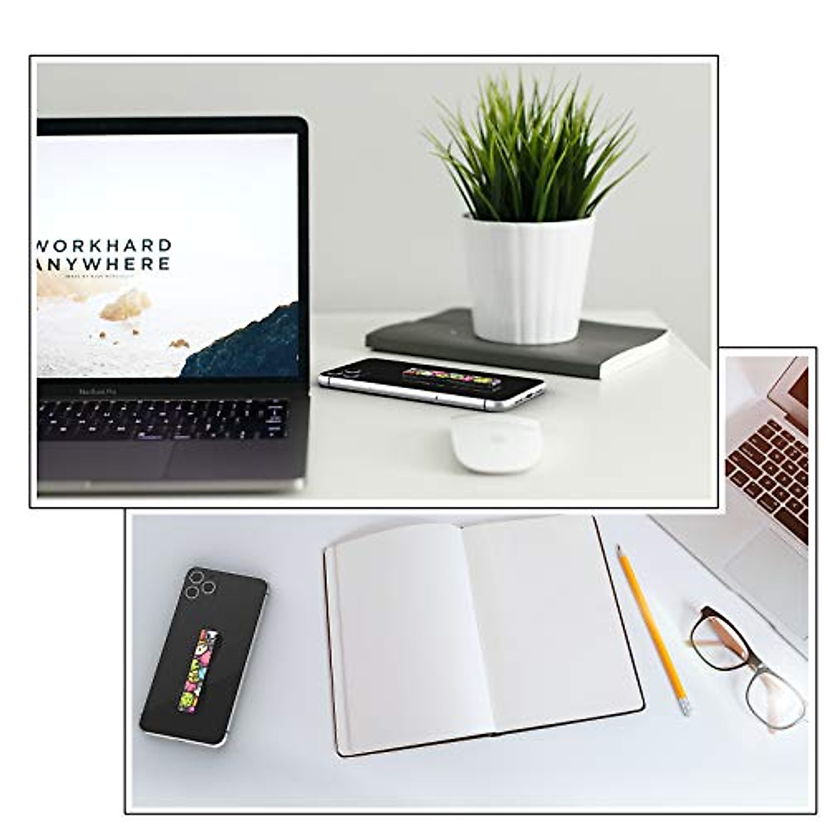 LOVEHANDLE Universal Phone Grip for Most Smartphones, Mini Tablets and Cases, Frenzy Design Colored Elastic Strap with Black Base, LH-01-Frenzy