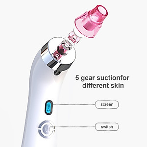 Blackhead Remover Pore Vacuum Electric Blackhead Extractor Tool Comedo Removal Suction Beauty Device for Women（Pink)