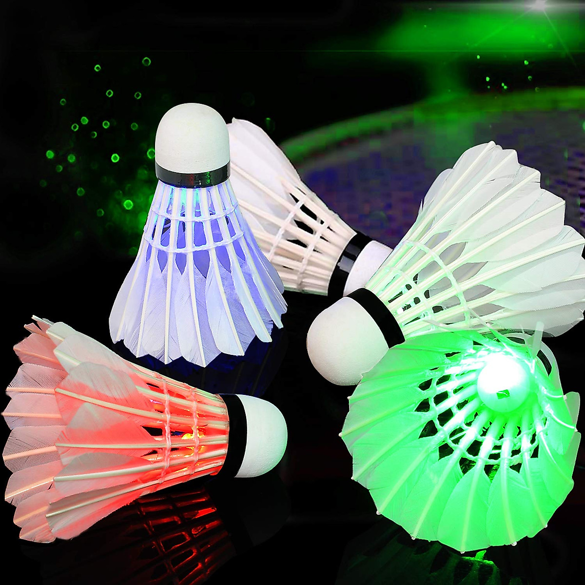 Novelty Place Led Badminton Shuttlecock Set Birdies for Yard Games, Outdoor Indoor Sports Toys (4 Pack)
