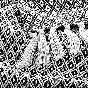 Americanflat 100% Cotton Throw Blanket for Couch - 50x60 - All Seasons Neutral Lightweight Cozy Soft Throws for Bed, Sofa or Chair.door or Outdoor [Black and White Mini Diamond Pattern]