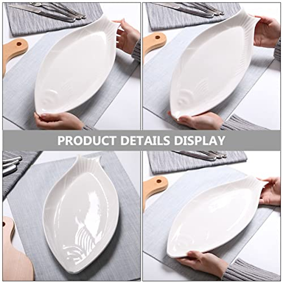 Cabilock 1pc Restaurant Meat Hotel Household Salad Dishes Pizza Platters, Supplies Sushi, Display Server Platters Food Cocktail Dish Shape Ceramics Fish, Serving Arge Birthday Trays Coffee