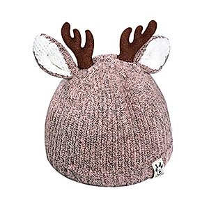 Cute Reindeer Antlers Baby Beanie Soft Warm Crochet Knitted Hat for Toddler Girls Boys Pink