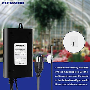 ELECTECK Heat Mat Thermostat, Digital Controller for Seed Germination, Reptiles and Brewing, 41°F to 108 °F/ 5℃ to 42℃, 8.3A, 1000W, Black